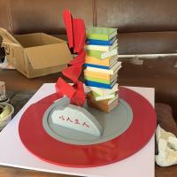 China 3D Printing Education Theme Installation Art Sculpture Campus Book & Red Flag for sale