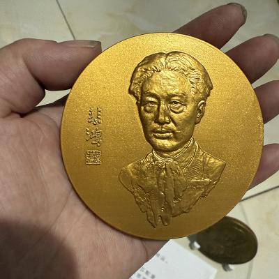China Round Relief Commemorative 3d Printed Sculpture Medal Gold Portrait Souvenir Badge for sale