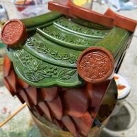 China Antique Chinese Glazed Tile Component 3D Printing Statues Traditional Ancient Building Eaves Sculpture for sale