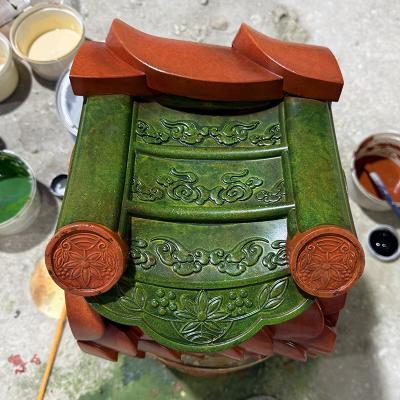 China Antique Chinese Glazed Tile Component 3D Printing Statues Traditional Ancient Building Eaves Sculpture for sale