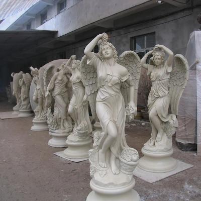 China Garden Landscape Sandstone Sculpture Four Seasons Goddess Statue European Angel Figure for sale