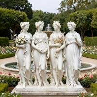 China Garden Landscape Sandstone Sculpture Four Seasons Goddess Statue European Angel Figure for sale