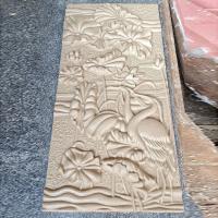 China Sandstone Sculpture Chinese Lotus & Crane Relief Mural Oriental Landscape Wall Carving for sale