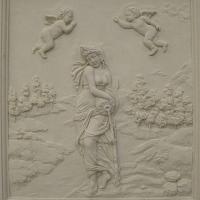 China Oriental Lotus Pond Red Crowned Crane Relief Sandstone Statue Outdoor Decorative Wall Panel for sale