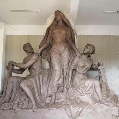 China Sandstone Sculpture Johannes Benk European Group Figure Statue for sale