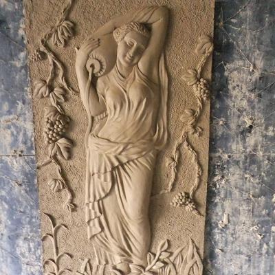 China European Lady Grape sandstone statues for sale Harvest Relief Wall Panel for sale
