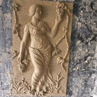 China European Lady Grape Sandstone Sculpture Harvest Relief Wall Panel for sale