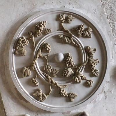 China Sand Stone Statue Round Grape Vine Relief Ceiling Decorative Medallion for sale