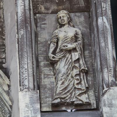 China Gothic Female Saint sandstone statue Vertical Wall Relief Panel for sale
