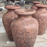 China Large Antique Red Terracotta Sandstone Sculpture Garden Pot Planter for sale