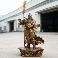 China Chinese Guan Yu Bronze Man Sculpture Fiberglass Warrior God Statue for sale