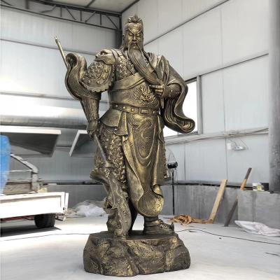 China Oriental Guan Gong Fiberglass Imitation Bronze Statues Fortune God Statue for sale