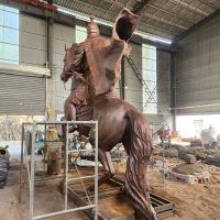 China Ancient Warrior Equestrian General Riding Horse Statue Bronze Ornaments for sale