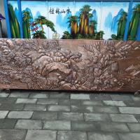 China Hand Forged Copper Relief Bronze Statues Chinese Landscape  Wall Mural Sculpture for sale