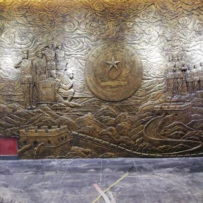 China Red Copper Forged Relief Bronze Wall Relief Sculpture Oriental Scenery for sale