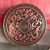 China Round Forged Copper Relief Bronze Wall Hanging Decor Lotus Fish Pattern for sale