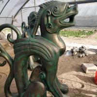 China Chinese Sitting Dragon Cast Bronze Statues Antique Bronze Mythical Beast Statue for sale