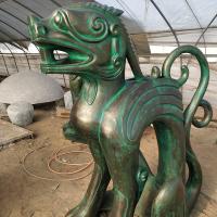 China Chinese Sitting Dragon Cast Bronze Statues Antique Bronze Mythical Beast Statue for sale