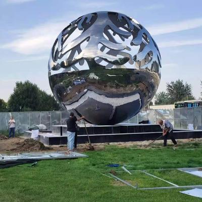 China Mirror Hollow Metal Sphere Stainless Steel Statue Outdoor Landscape Ball Sculpture for sale
