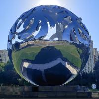 China Mirror Hollow Metal Sphere Stainless Steel Statue Outdoor Landscape Ball Sculpture for sale