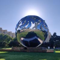 China Large Hollow Stainless Steel Ball Sculpture Outdoor Decorative Sphere Sculpture for sale
