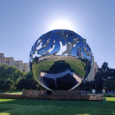 China Large Hollow Stainless Steel Ball Sculpture Outdoor Decorative Sphere Sculpture for sale