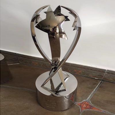 China Mirror Polished Stainless Steel Sculpture Star Trophy  Custom Sports Cup Statue for sale