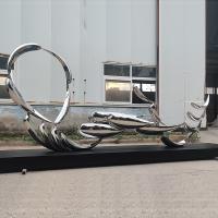 China 304 Stainless Steel Sculpture Mirror Polished School Of Fish Outdoor Waterscape Metal Statue for sale