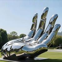 China Spraying / Brushed Finish Stainless Steel Outdoor Sculpture Geometric Abstract Sculpture Plaza Decorative Metal Ornament for sale