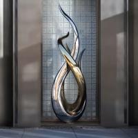 China Fluid Mirror Abstract Stainless Steel Sculpture Outdoor Architectural Decor Statue for sale