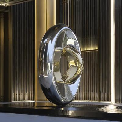 China Fluid Mirror Abstract Stainless Steel Sculpture Outdoor Architectural Decor Statue for sale