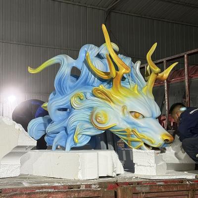 China Colorful Qilin Mythical Beast Animal Sculpture Landscape Sculpture Art for sale