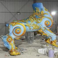 China Colorful Qilin Mythical Beast Animal Sculpture Landscape Sculpture Art for sale