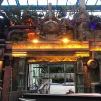 China Reinforced FRP Garden Sculpture Steampunk Theme Scene Gate Installation for sale