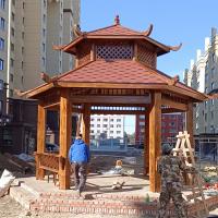 China Chinese Style Garden Sculpture Outdoor Wooden Gazebo Pavilion Anti corrosion for sale