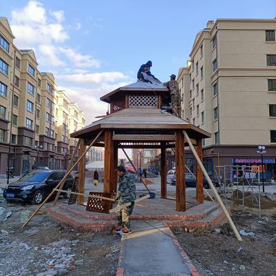 China Chinese Style Garden Sculpture Outdoor Wooden Gazebo Pavilion Anti corrosion for sale