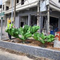 China Garden Plant Sculpture Large Simulated Cabbage FRP Statue for Farm Park for sale