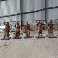 China Garden Frp Sculpture Traditional Folk Figure Bronze Look Statue for sale