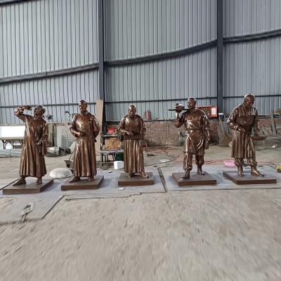 China Garden Frp Sculpture Traditional Folk Figure Bronze Look Statue for sale
