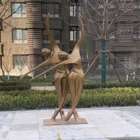 China Abstract Garden Sculpture Double Dancer Figure Statue FRP With Steel Inner Frame for sale