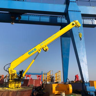 China 0.2T Marine Deck Crane 20m Hydraulic Telescopic Boom 360° Rotation 18.5kW for sale