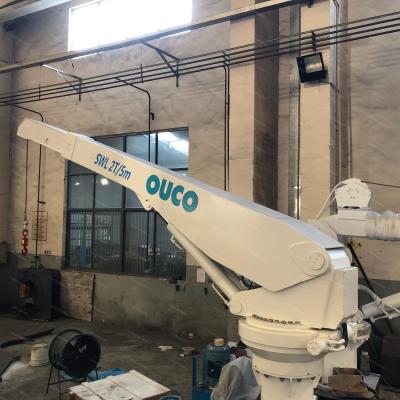China 2T 5m Telescopic Boom Marine Crane for Yacht Dinghy Handling 360 Rotation for sale