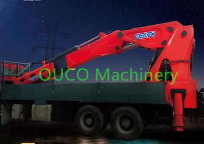 China 50tm Hydraulic Truck Mounted Knuckle Boom Crane 25 Ton Capacity Red for sale