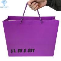 China Exhibition Purple Grey Cardboard CCNB Gift Bags With Handles Spot UV for sale