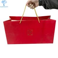 China Red Gift Bags With Handles 18×13×7cm Recycled Paper Merchandise Bags for sale