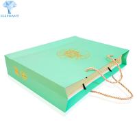 China Green C2S Art Paper Gift Bags With Handles Biodegradable for sale