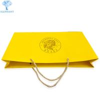 China Handmade Flat Bottom Gold Gift Bags With Handles Hot Stamping for sale