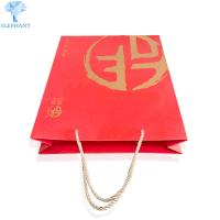 China Red Foil Stamping Gift Bags With Handles Reusable Sturdy Gift Bags for sale