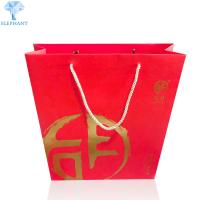 China Red Foil Stamping Gift Bags With Handles Reusable Sturdy Gift Bags for sale