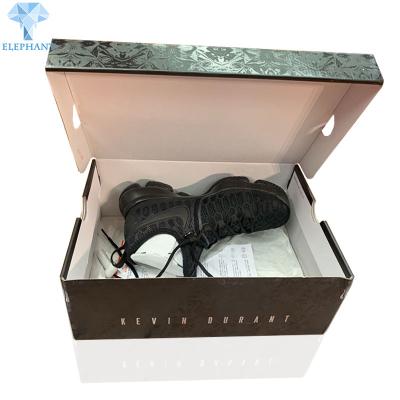 China Kraft Packaging Black Shoe Corrugated Shipping Boxes Customized Printed Logo for sale